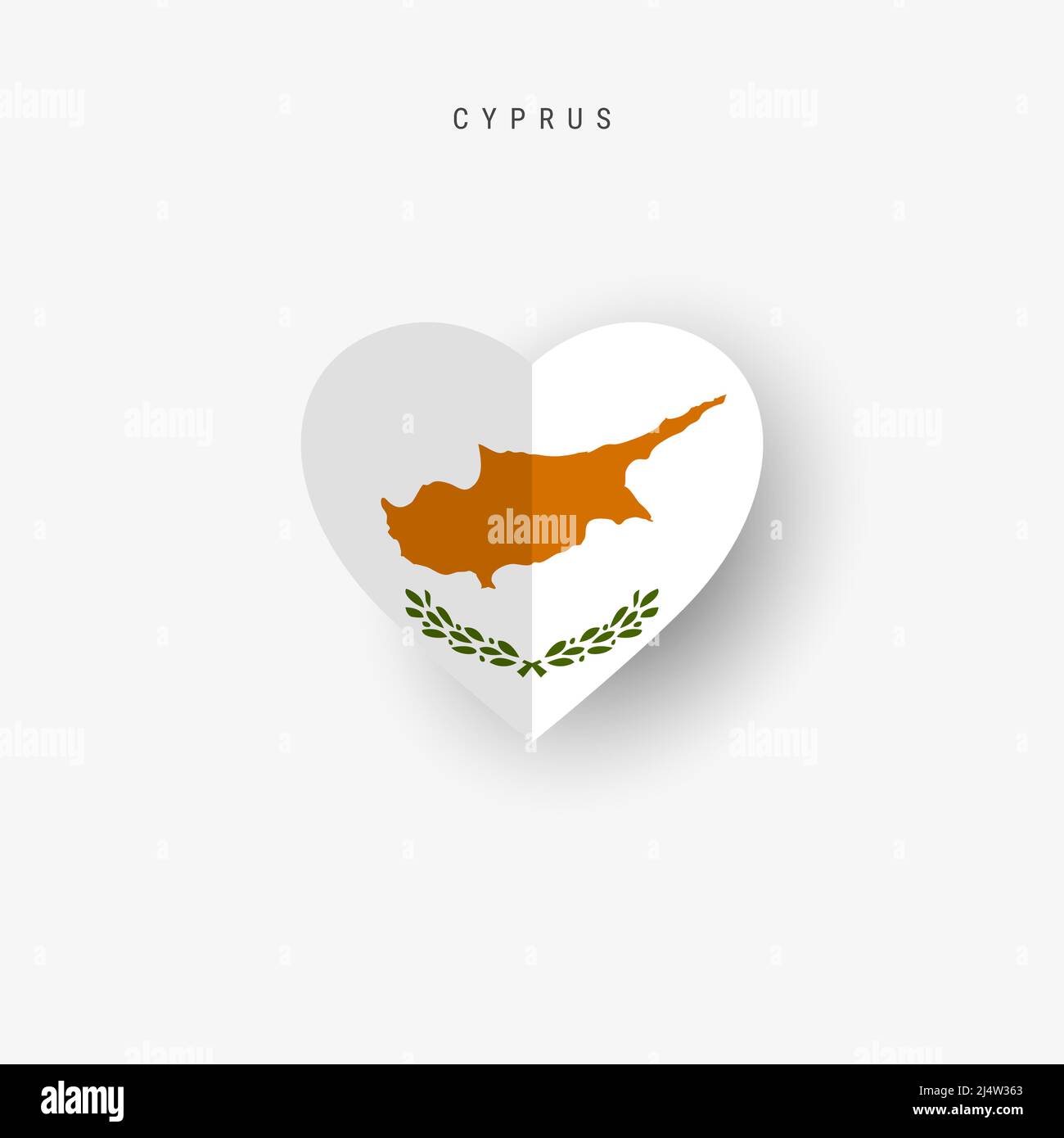 Cyprus heart shaped flag. Origami paper cut Cypriot national banner. 3D ...