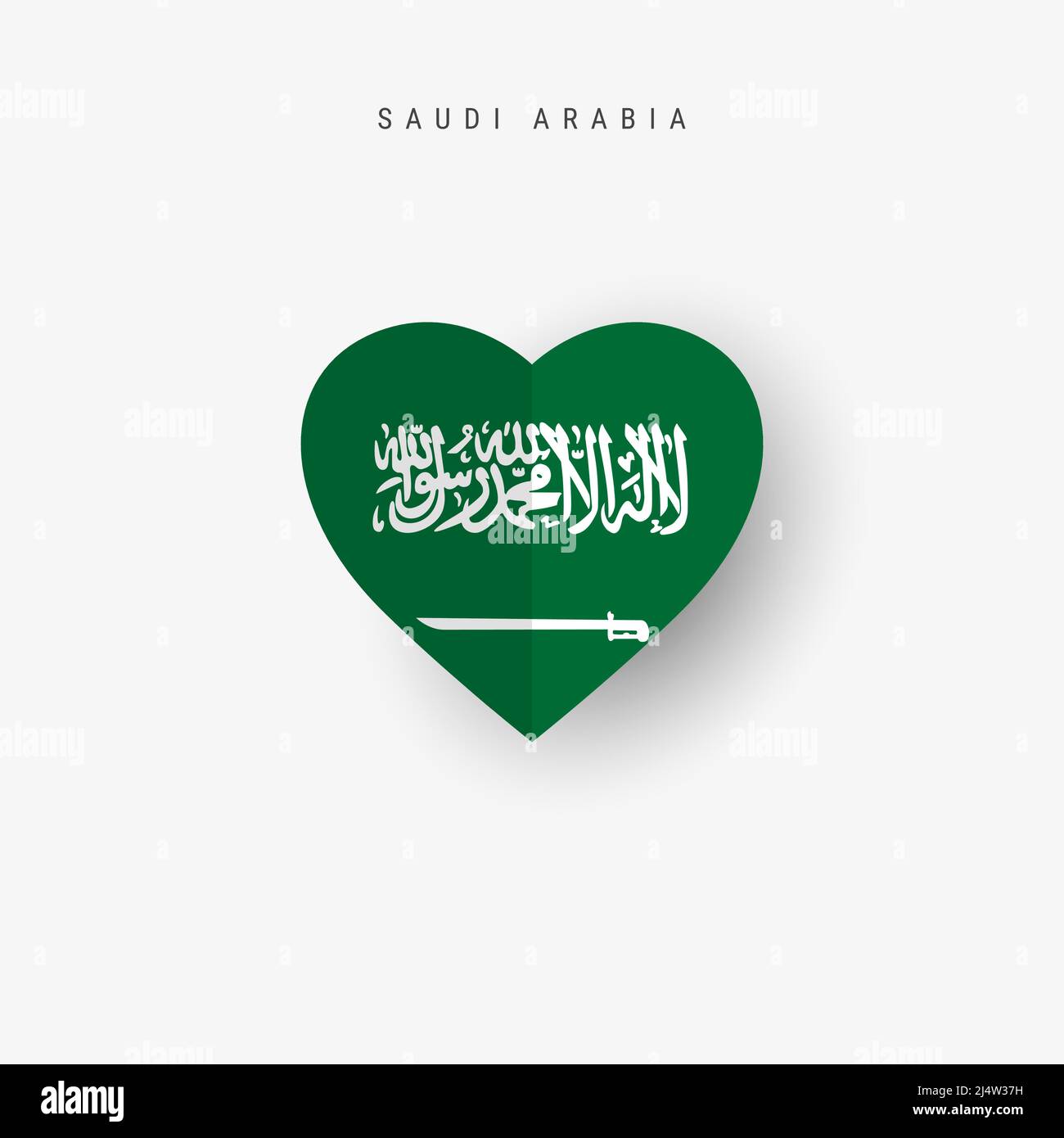 Saudi Arabia heart shaped flag. Origami paper cut Saudi Arabian ...