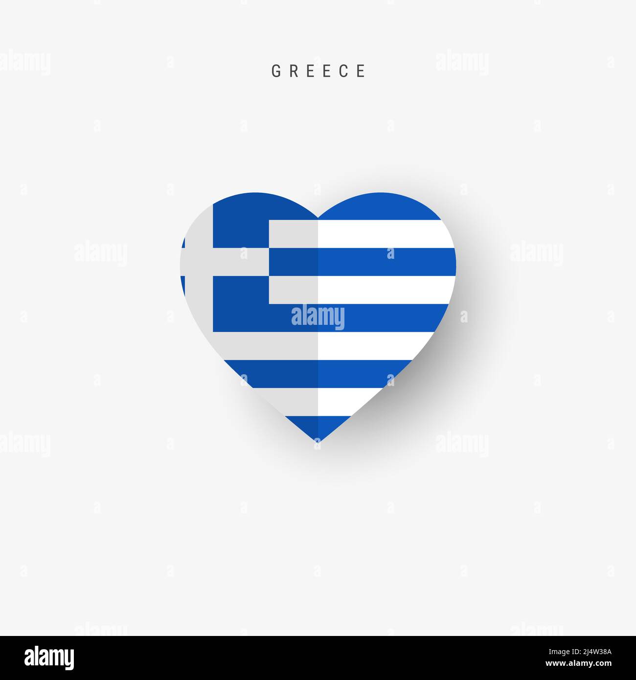 Greece heart shaped flag. Origami paper cut Greek national banner. 3D ...