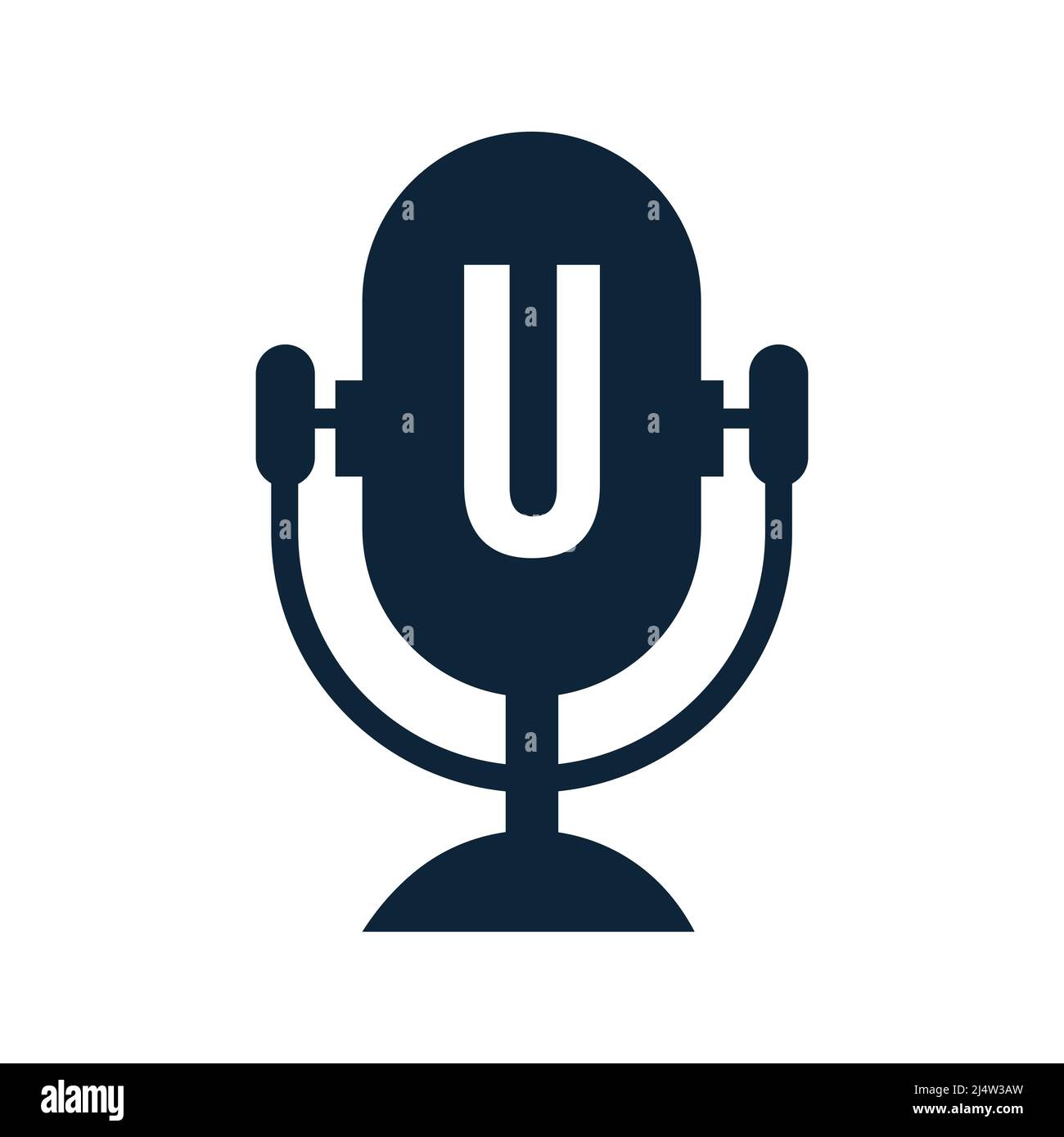 Podcast Radio Logo On Letter U Design Using Microphone Template. Dj ...