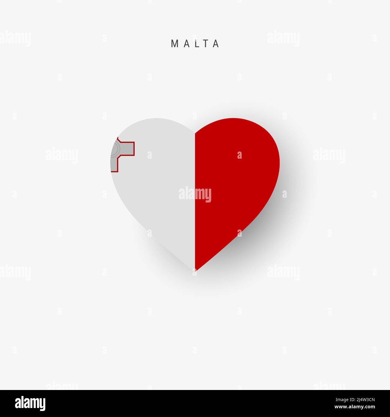 Malta Heart Shaped Flag Origami Paper Cut Maltese National Banner 3d