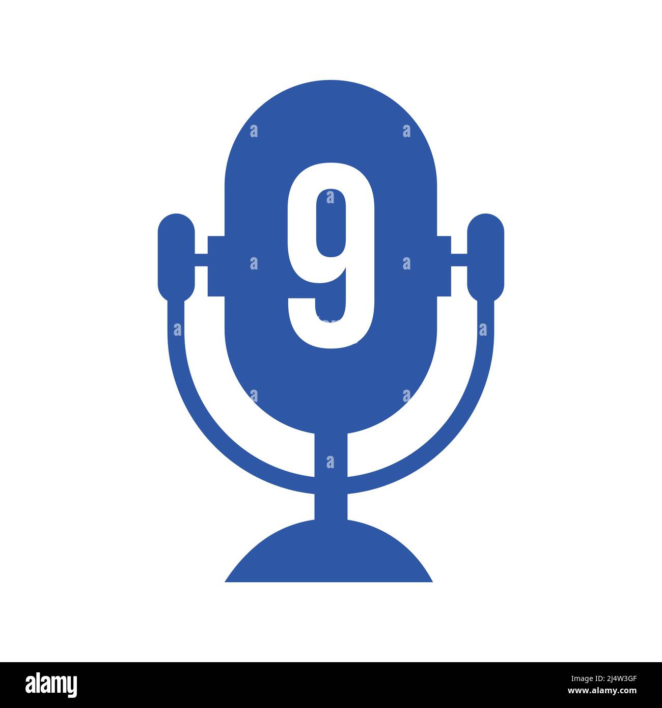 Podcast Radio Logo On Letter 9 Design Using Microphone Template. Dj ...