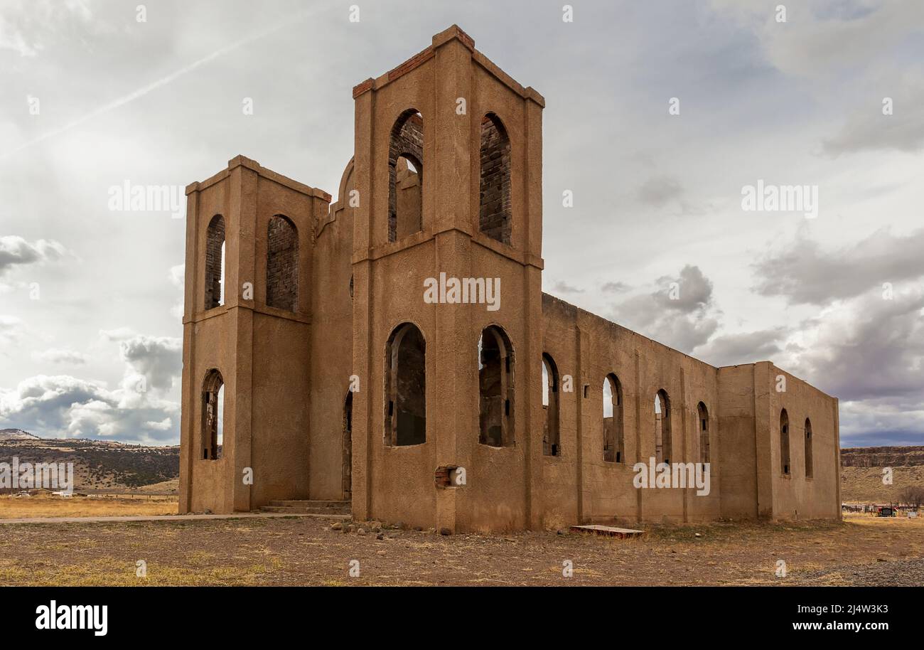 Abandoned and broken church Las Mesitas Church in the town of Mogote ...