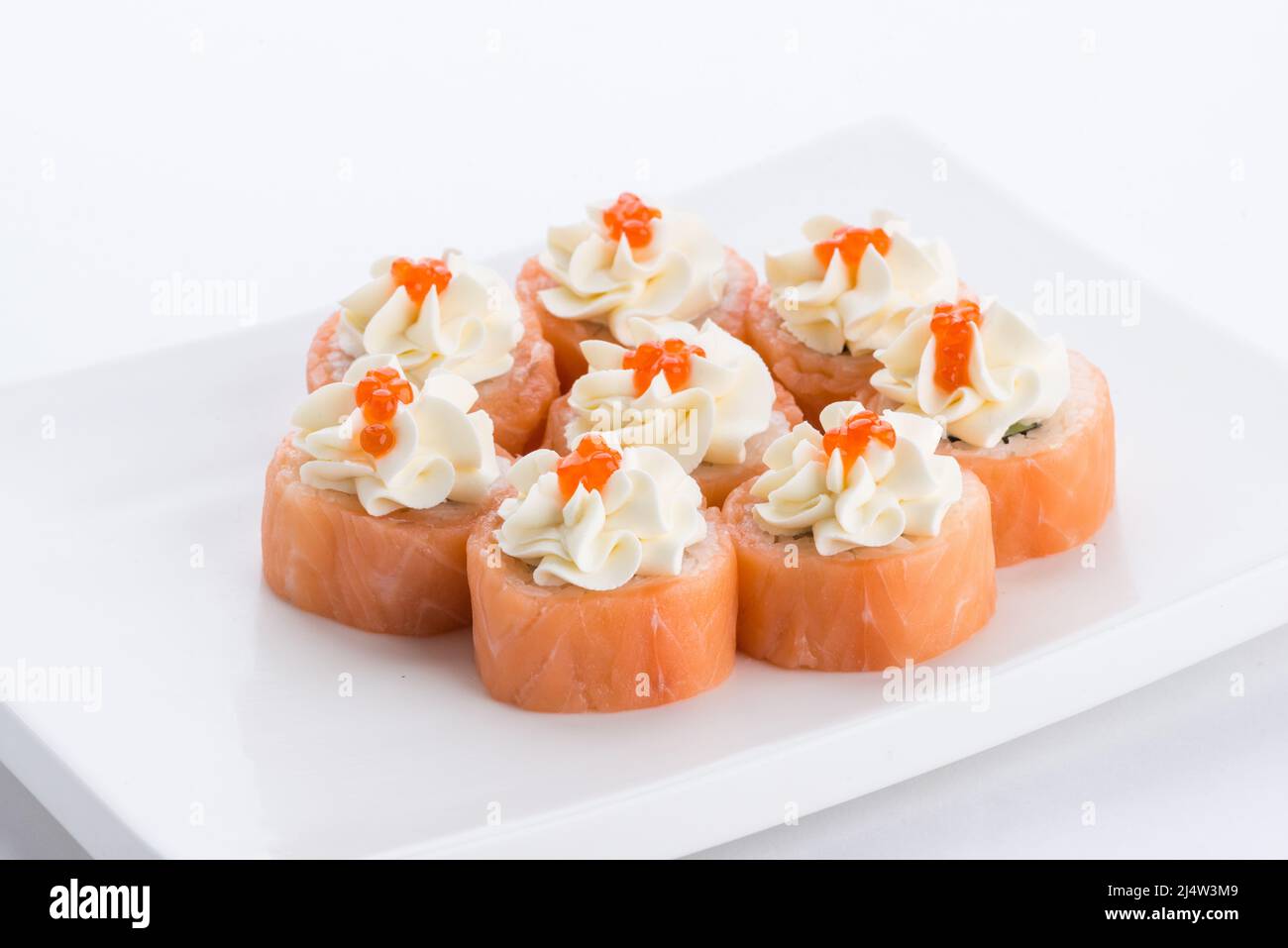 Sushi set and composition at white background. Japanese food restaurant ...