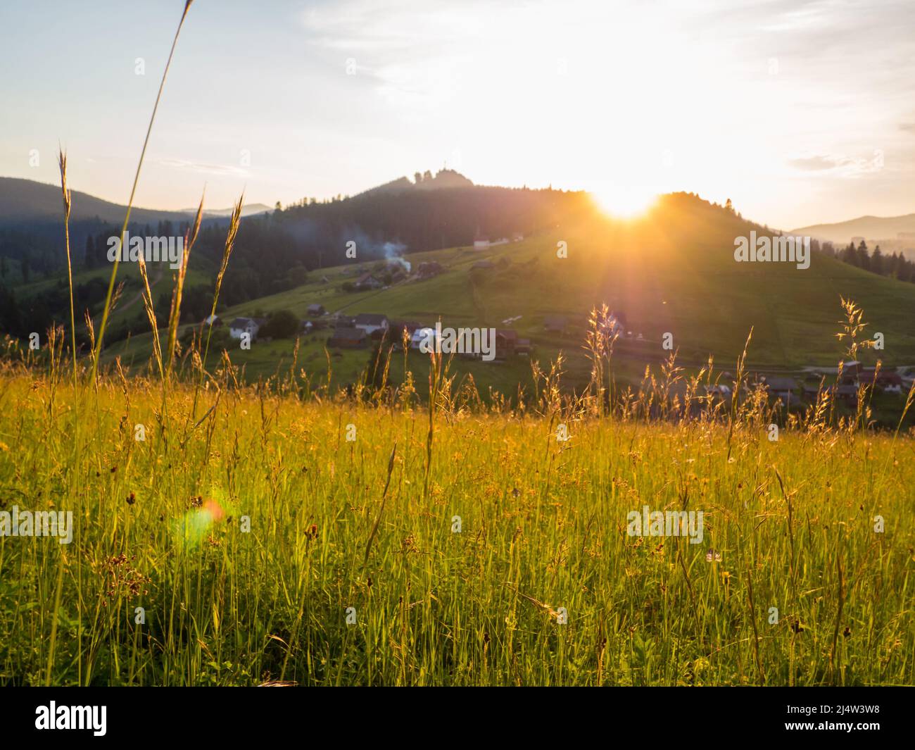 Sunset in Carpathian mountains Stock Photo - Alamy