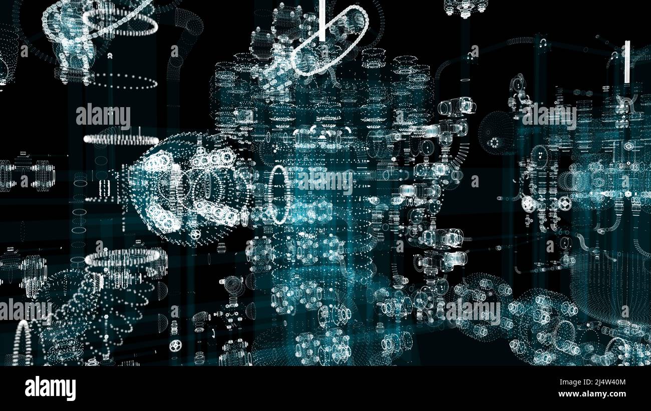 Particle hologram industrial equipment, valves, pipes and sensors Stock ...