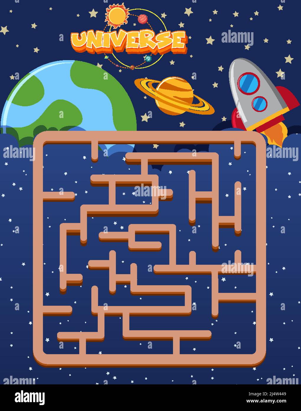 Game template with space theme background illustration Stock Vector ...