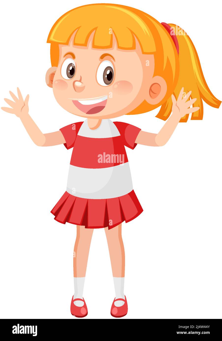 Cheerful girl with greeting gesture illustration Stock Vector Image ...