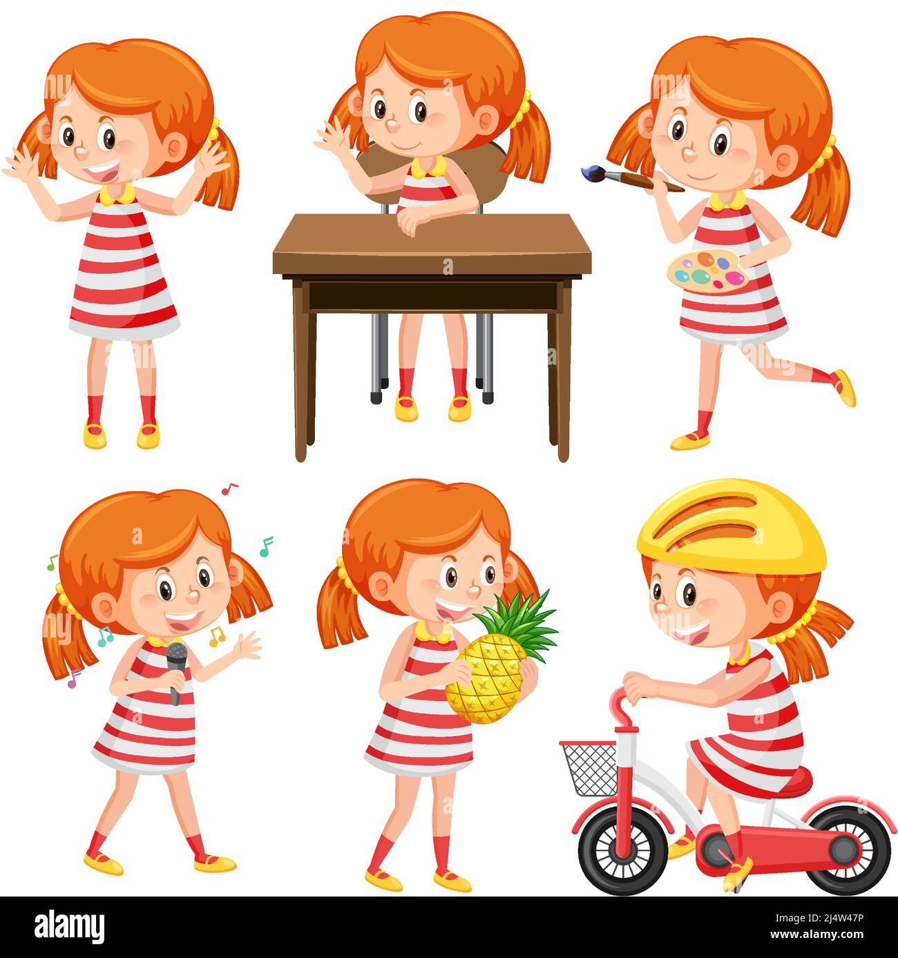 Set of girl cartoon character illustration Stock Vector Image & Art - Alamy