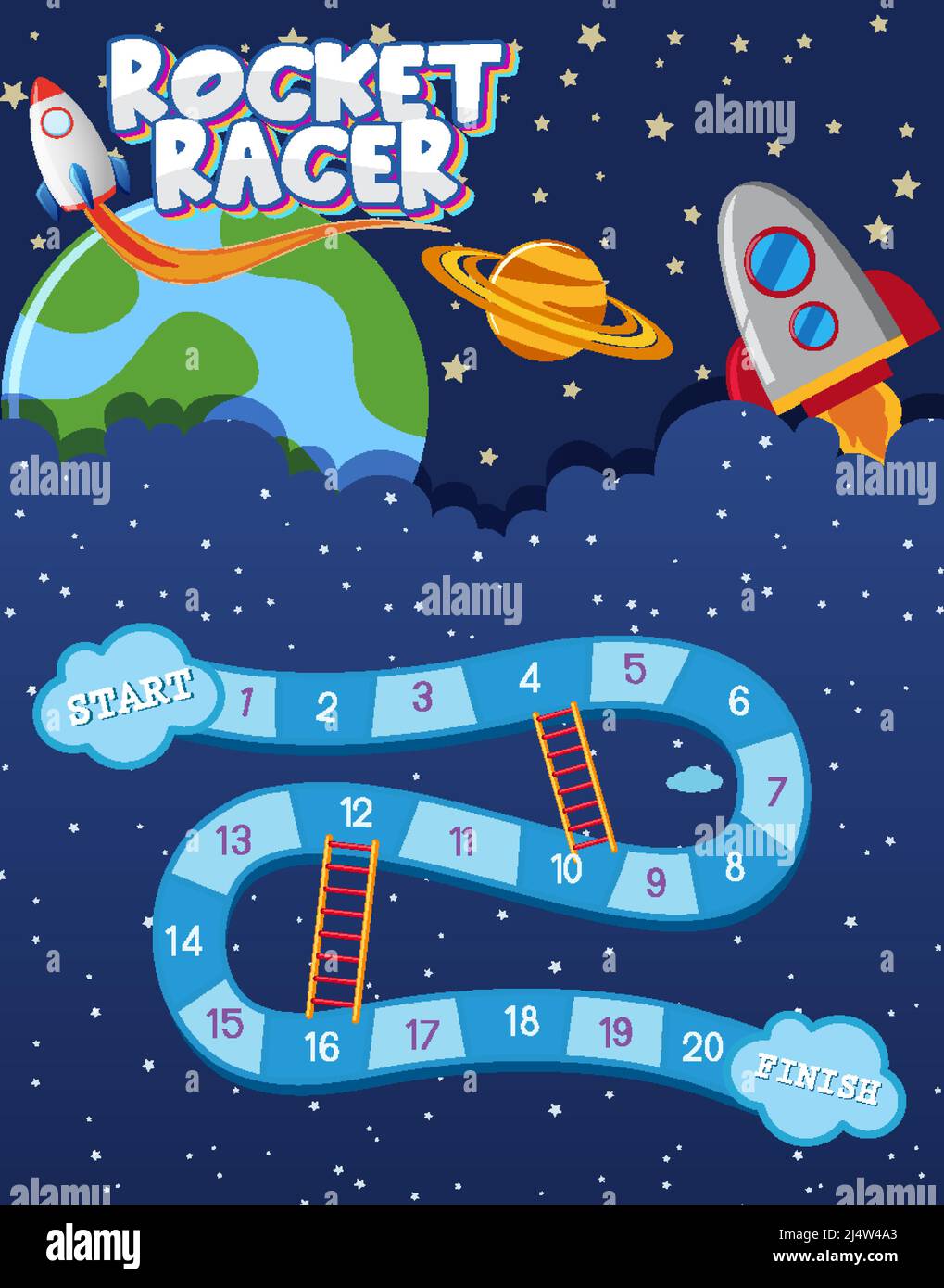 Game template with space theme background illustration Stock Vector ...