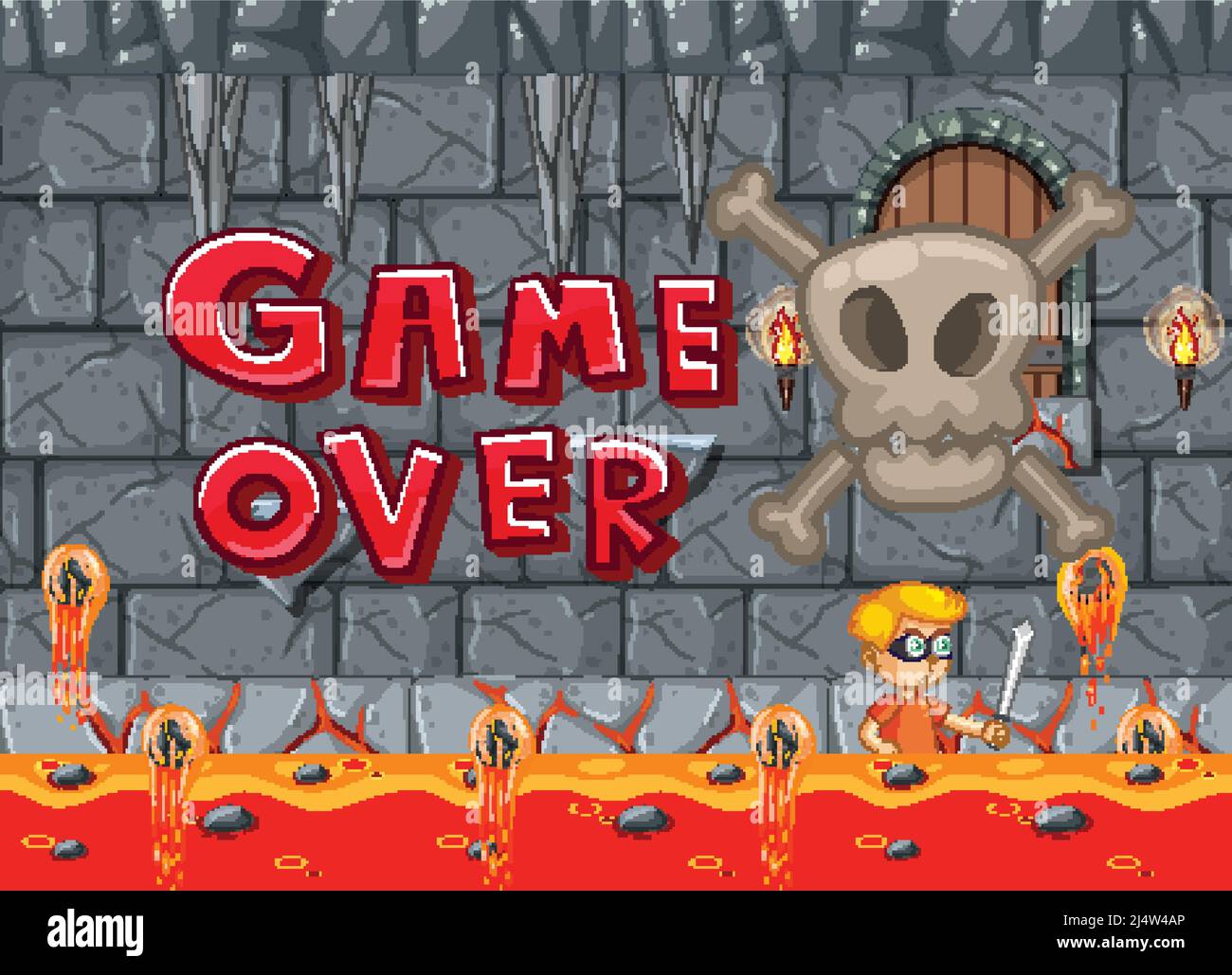 Game over background with hot lava illustration Stock Vector Image ...