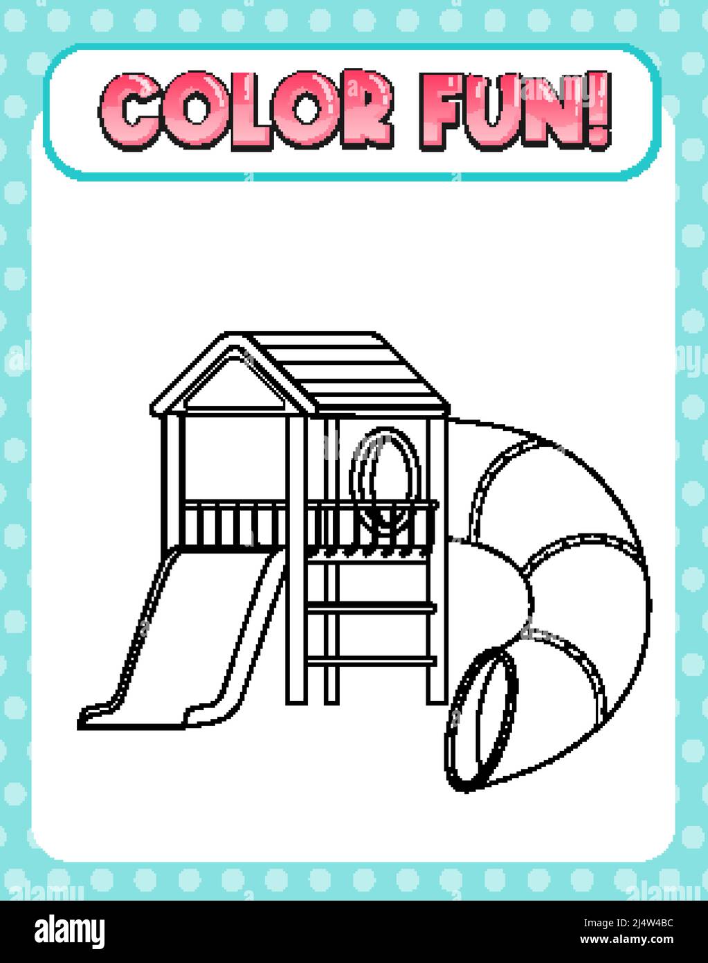 Worksheets template with color fun text and playground slide outline ...