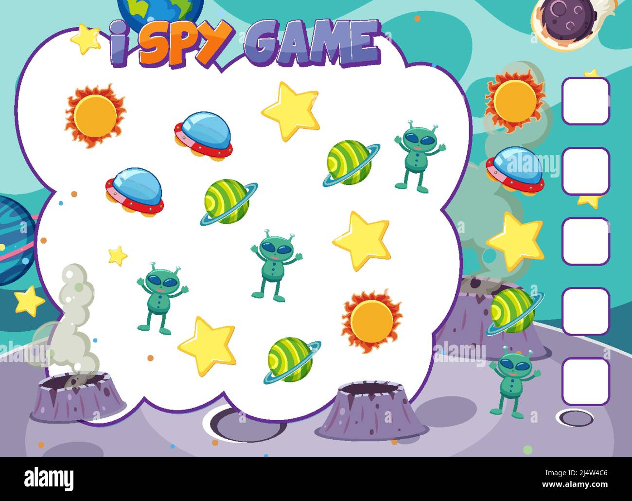 Math counting game template of space illustration Stock Vector Image ...