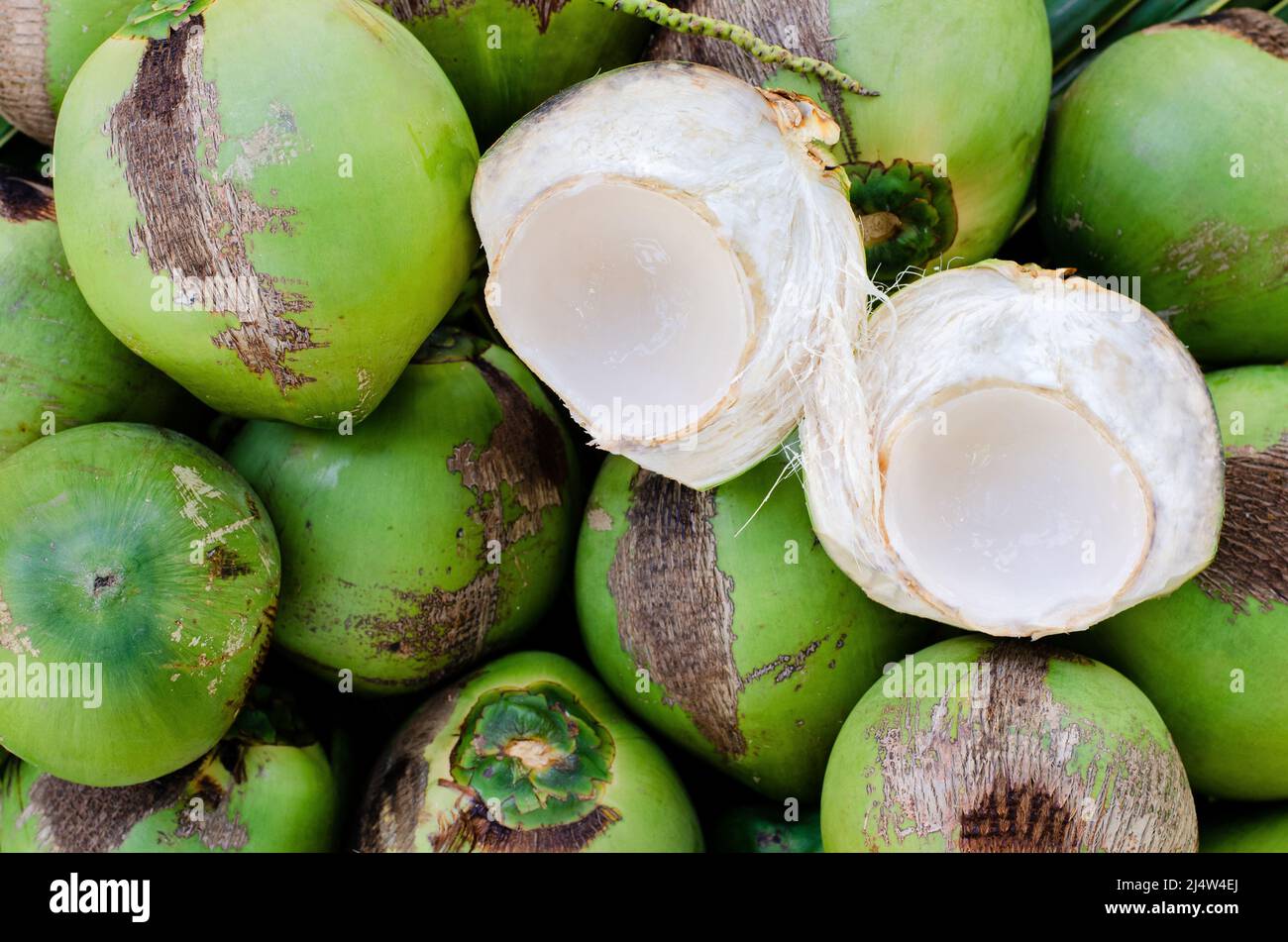 Young fresh sweet Thai coconut fruits for summer fruit concept Stock ...