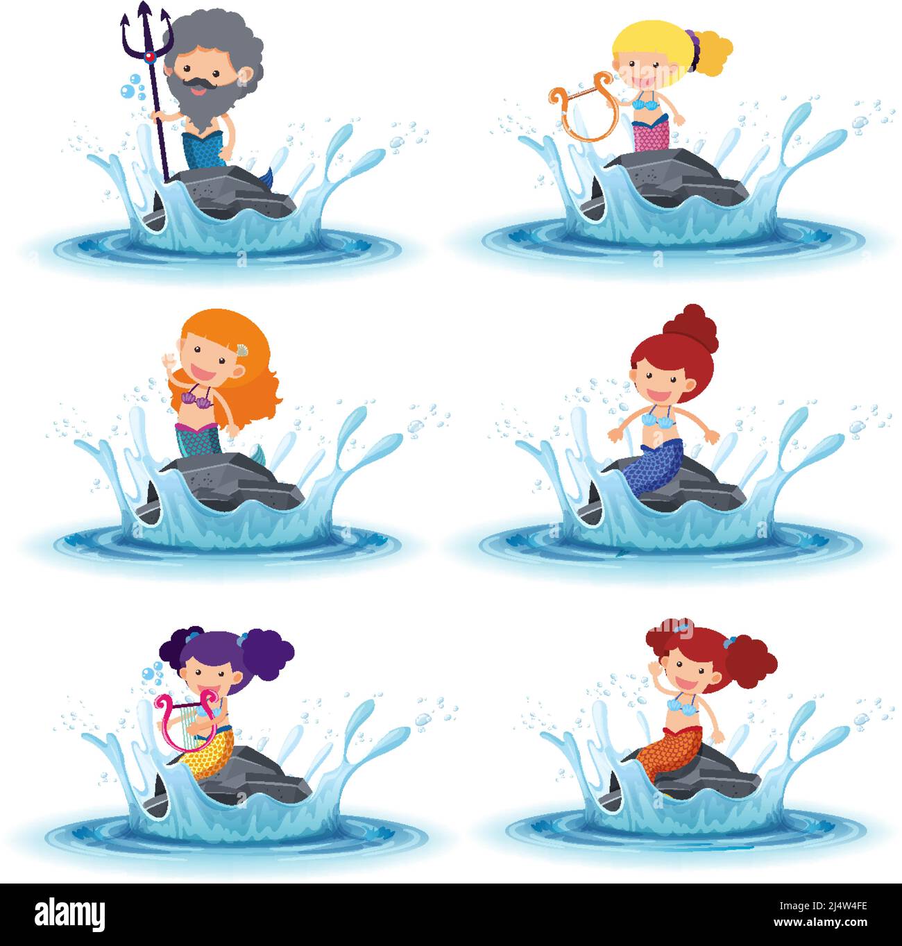 Set of mermaids family members illustration Stock Vector Image & Art ...