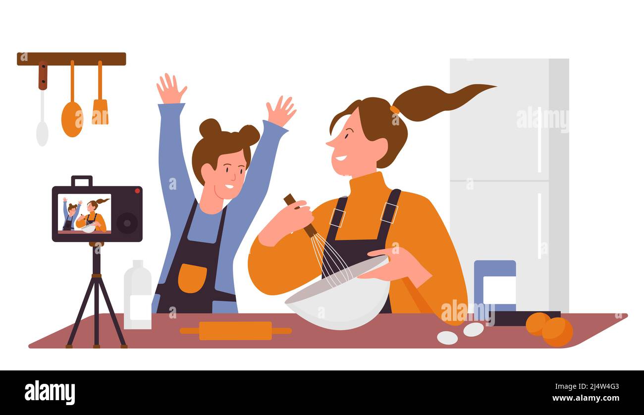 Food cooking female blogger. Posting recipes, kitchen vlog channel ...