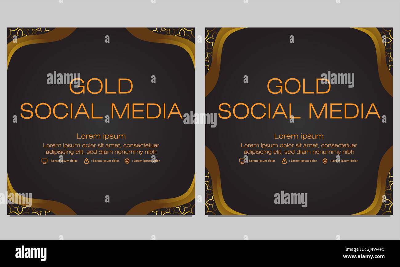 black gold social media post template design Stock Photo - Alamy
