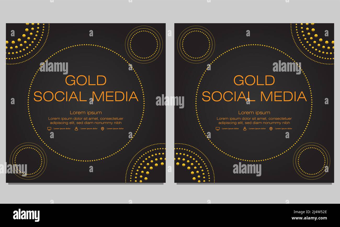 black gold social media post template design Stock Photo - Alamy