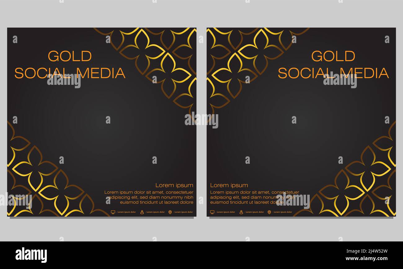 black gold social media post template design Stock Photo - Alamy