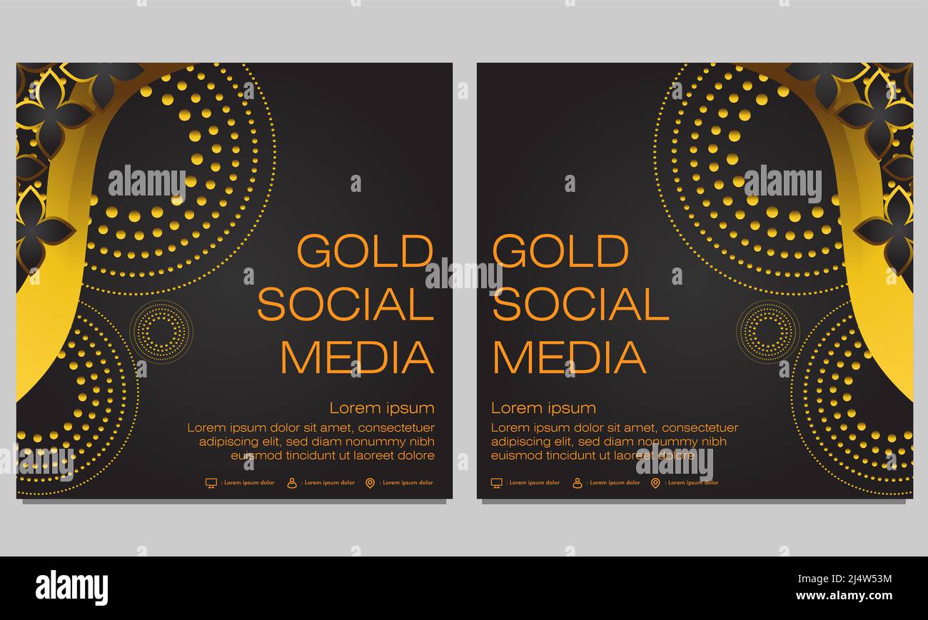 black gold social media post template design Stock Photo - Alamy
