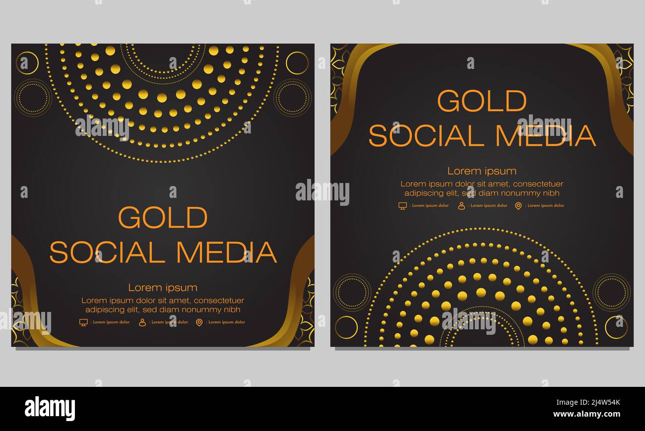 black gold social media post template design Stock Photo - Alamy