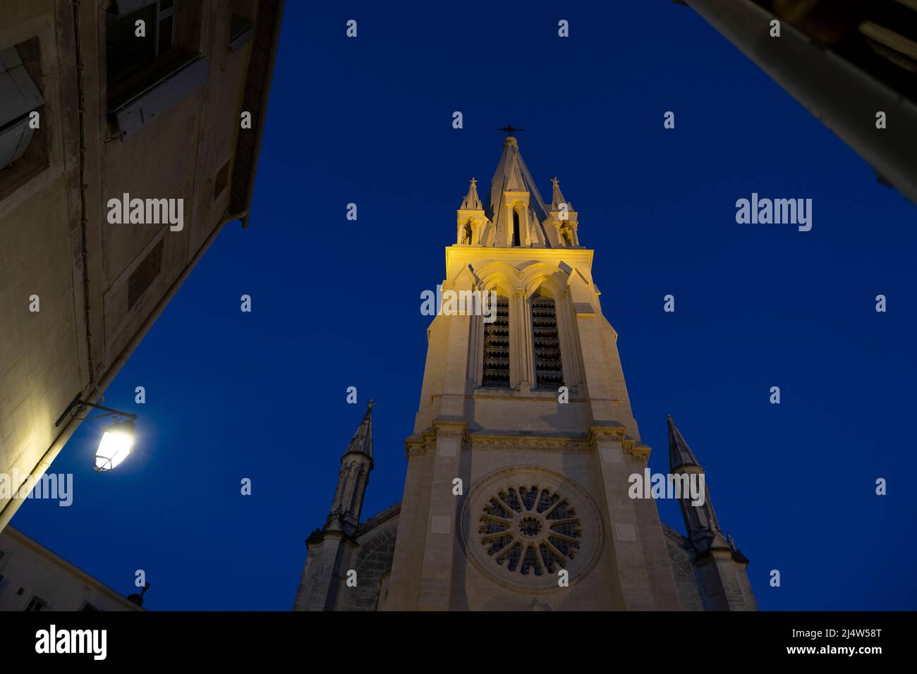 Belltower of Église Sainte Anne in Montpellier. 19th century. Gothic ...
