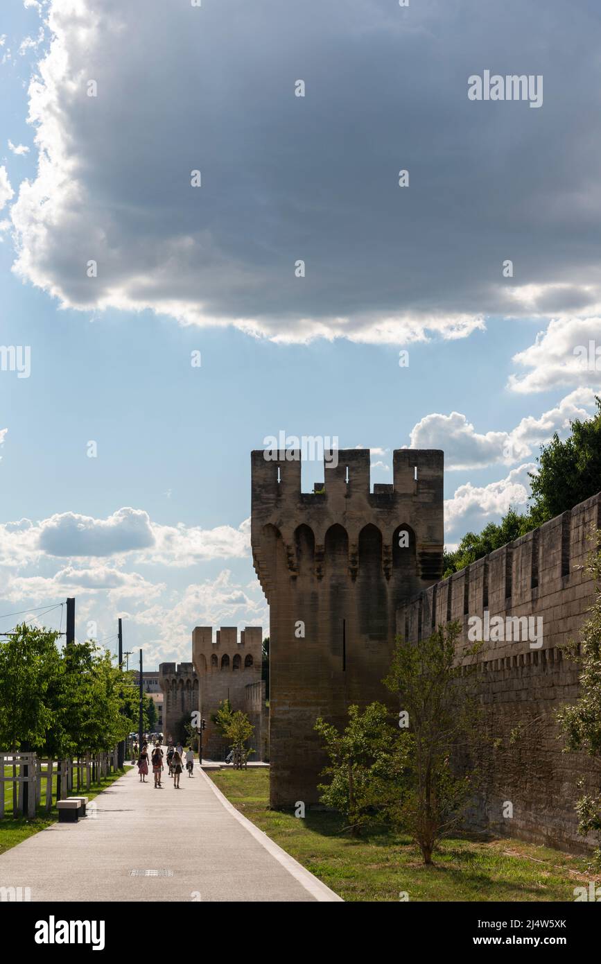 The walls of Avignon (14th century). Avignon. Vaucluse Dep. Provence ...