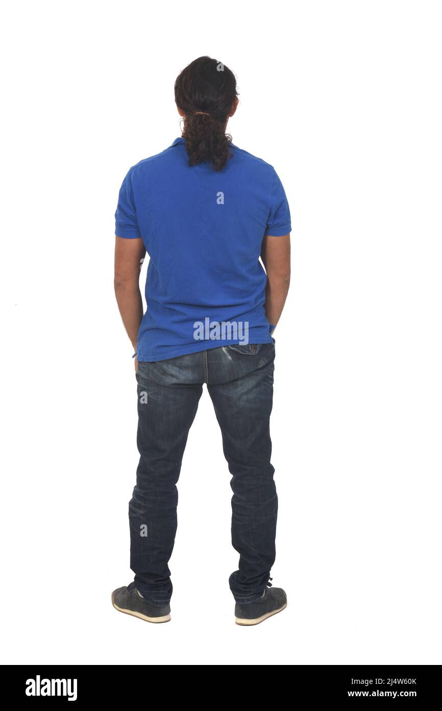 rear view of a man arms crossed on white background Stock Photo - Alamy