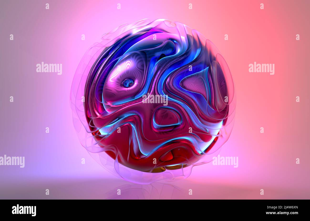 3D render of aesthetic abstract art sphere with part of alien flowy ...