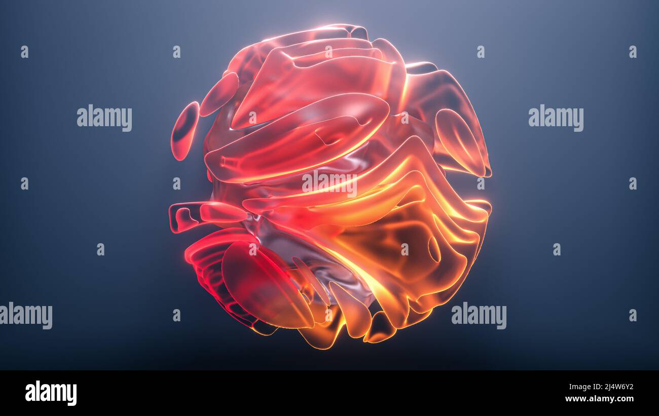 3D render of aesthetic abstract art sphere with part of alien flowy ...