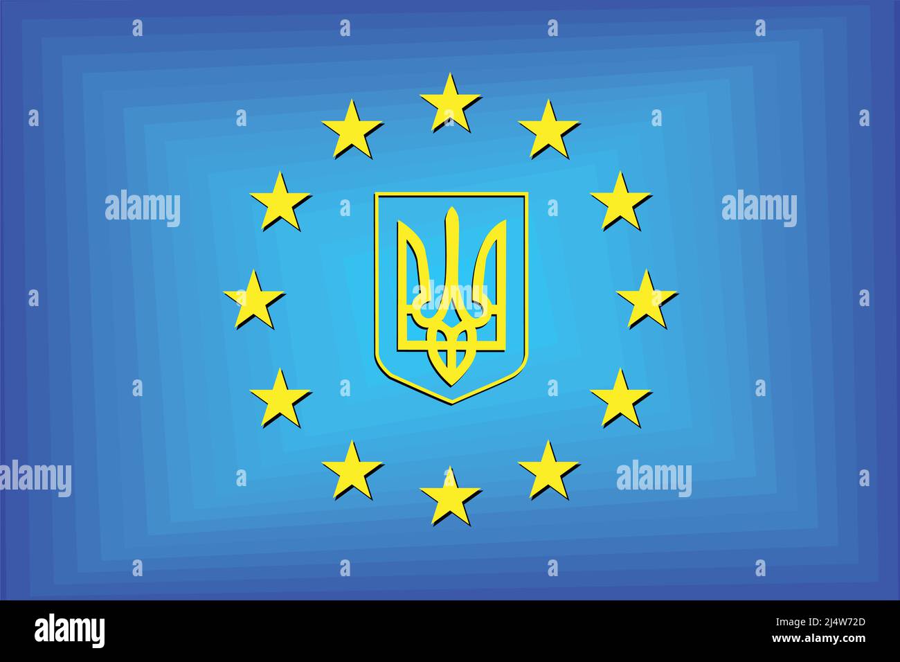 Flag of Europe with coat of arms of Ukraine - Illustration, European ...