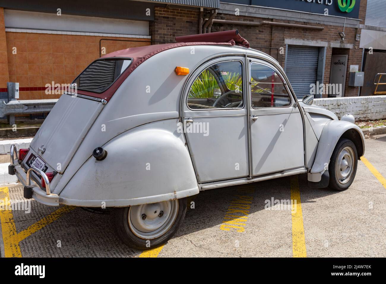 Citroen 2CV in grey and left hand drive classic car parked in Avalon ...