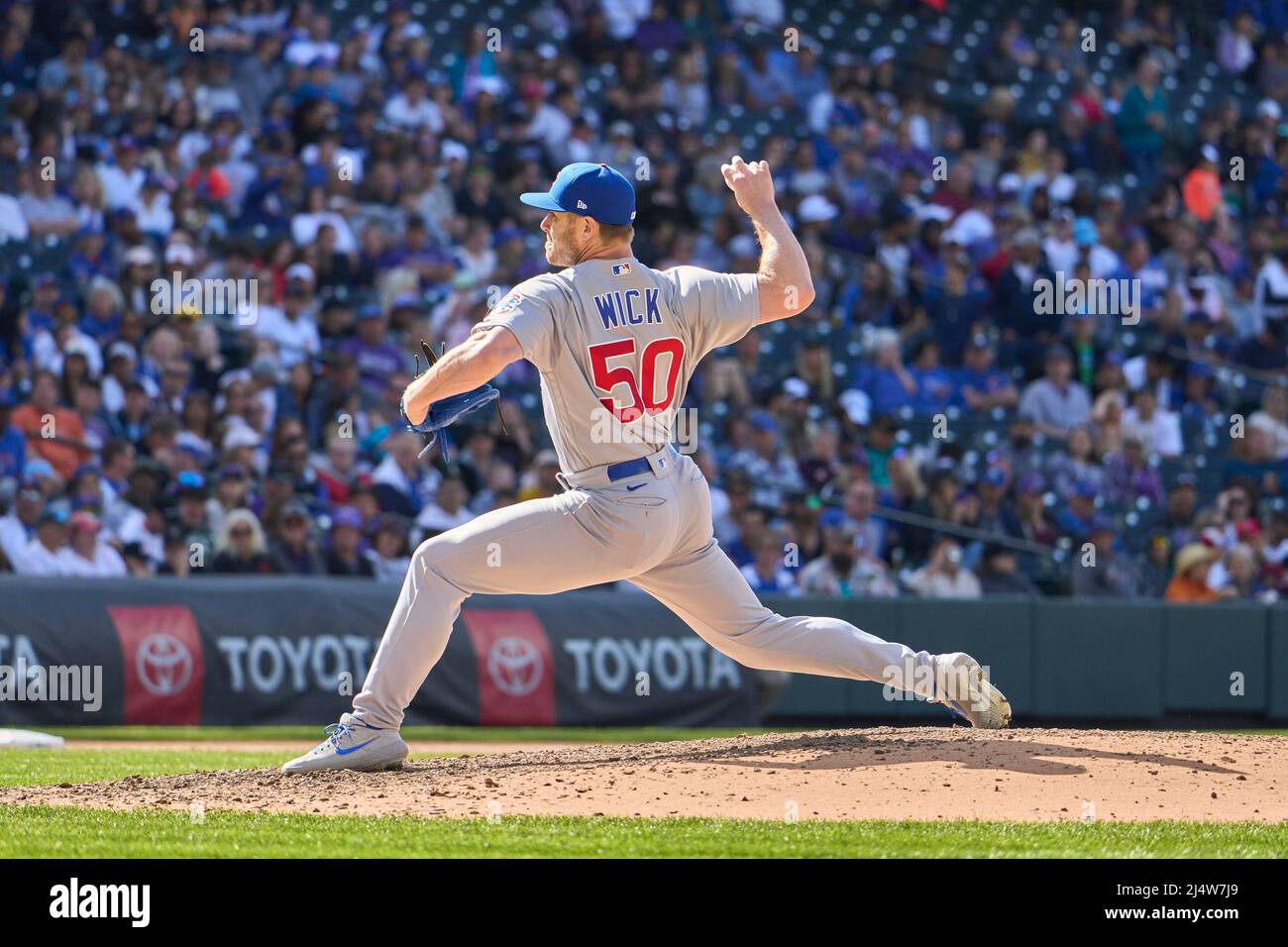 April 17 20261: Chicago pitcher Rowan Wick (50) throws a pitch during ...