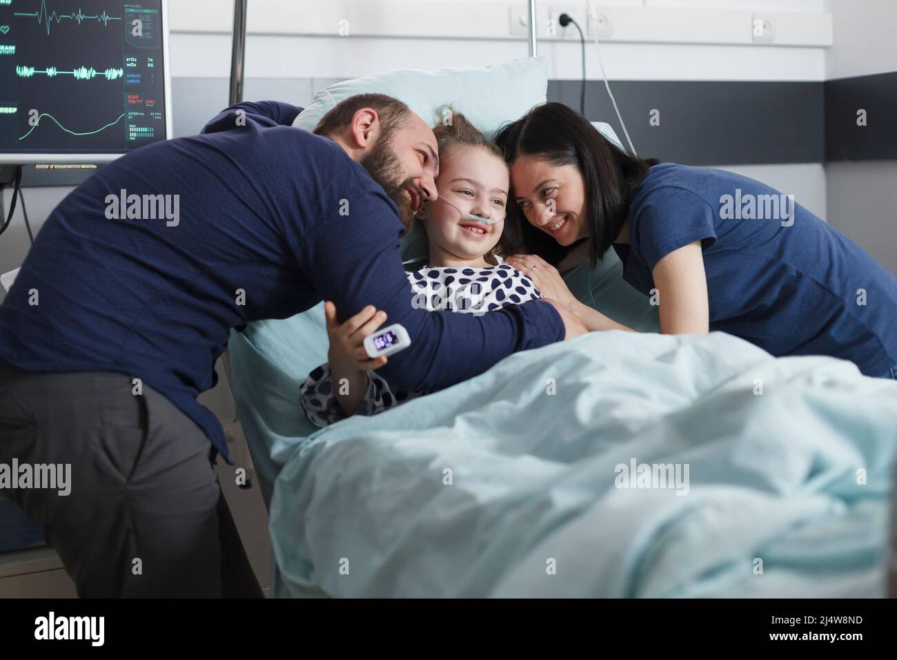 Sick mother hugging children hi-res stock photography and images - Alamy