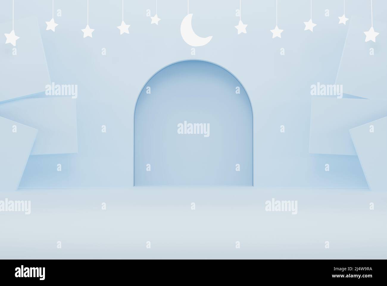 islamic blue background illustration rendering for flyer design ...