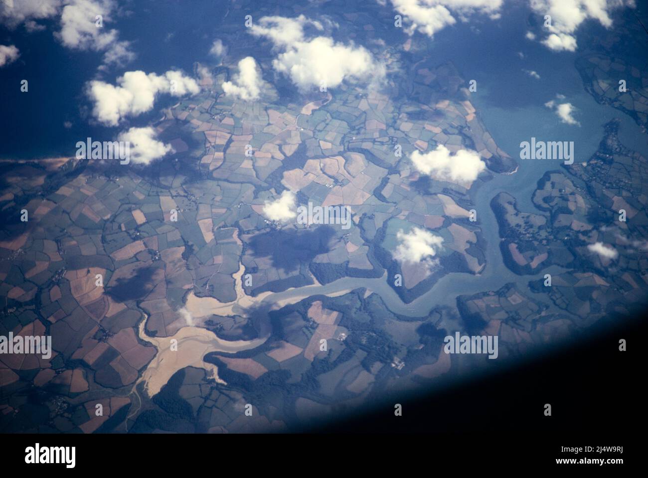 High oblique aerial photo of tributaries in River Fal estuary nr ...