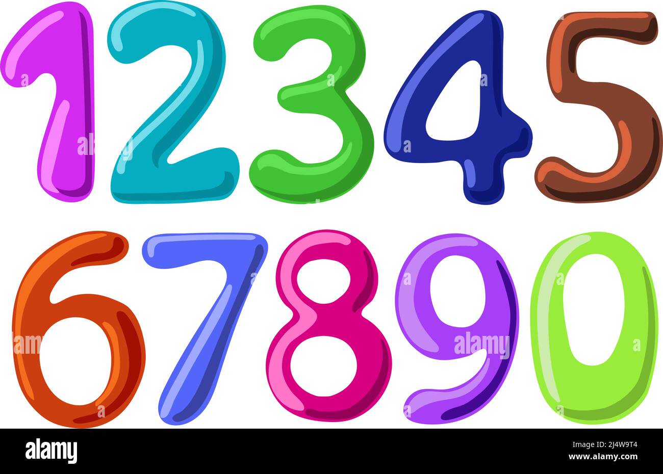 Colorful cartoon numbers for children, greeting card template. Arabic ...