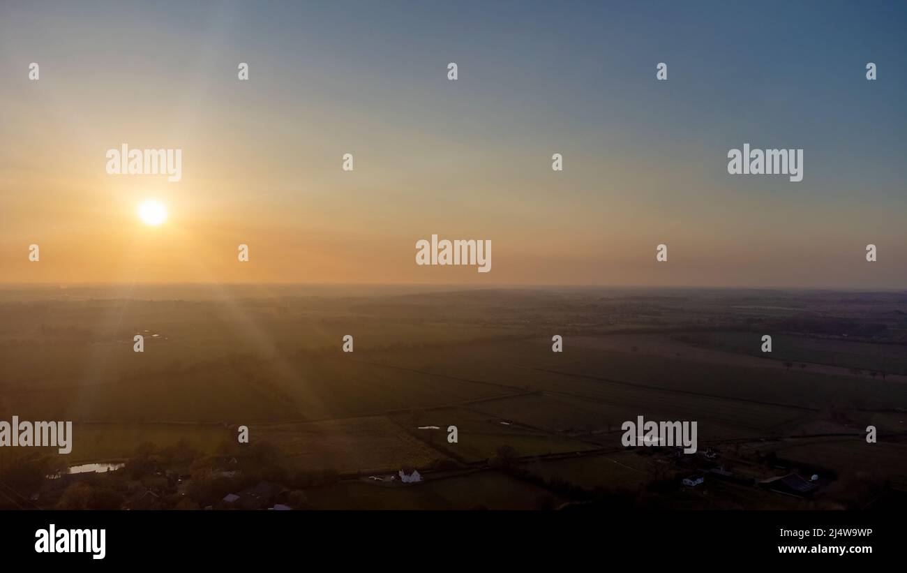 An aerial view of rural Suffolk in the late afternoon Stock Photo - Alamy