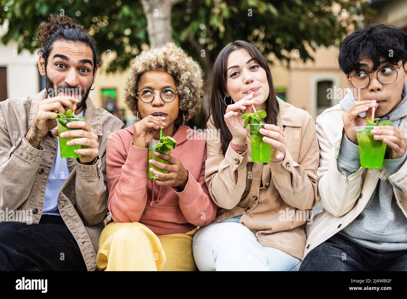 Group people making faces hi-res stock photography and images - Alamy