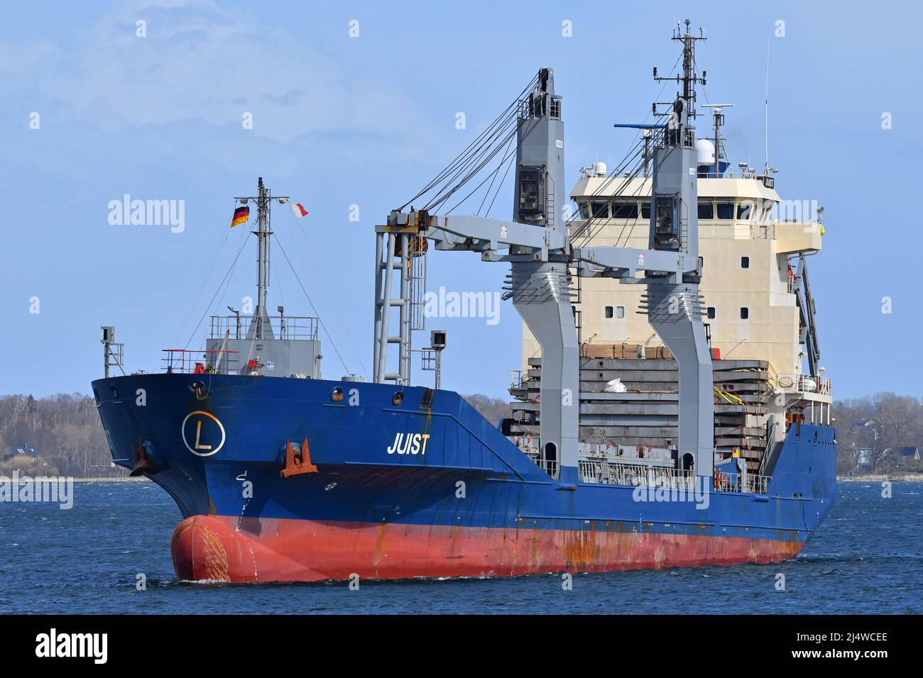 General Cargo Ship JUIST passing the Kiel Canal Stock Photo - Alamy