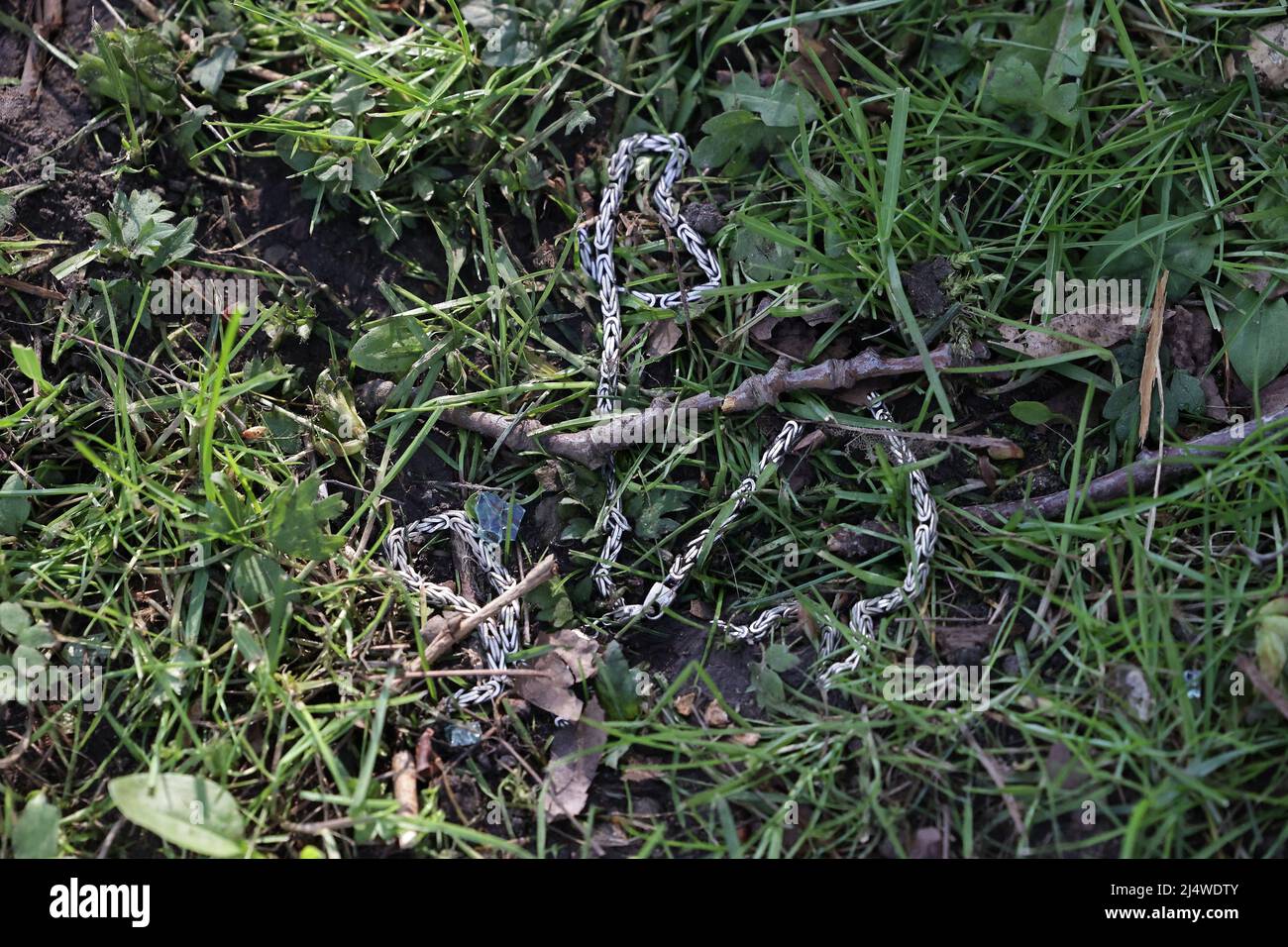 Essen, Germany. 18th Apr, 2022. A chain lies at the scene of the ...
