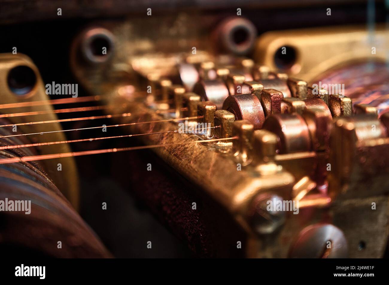 Coil winder machine with jackshafts copper wire drawing die Stock Photo ...