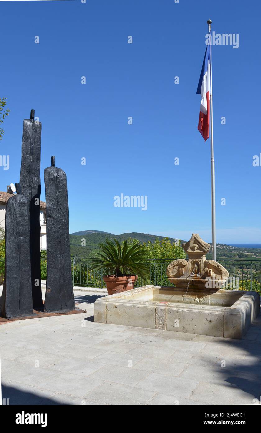 Sculptures of Christian Lapie near the fountain of Grimaud Stock Photo ...
