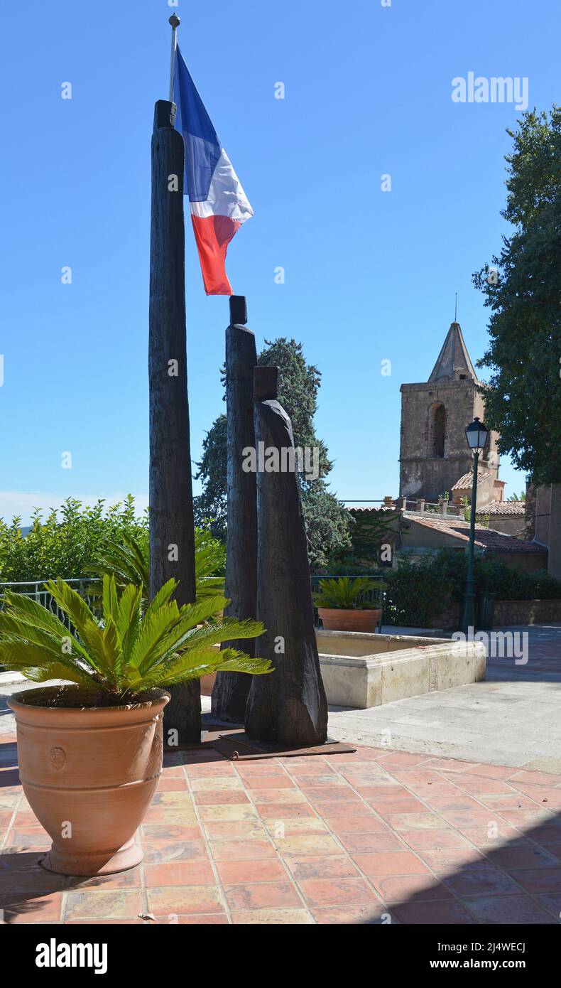 Sculptures of Christian Lapie near the fountain of Grimaud Stock Photo ...