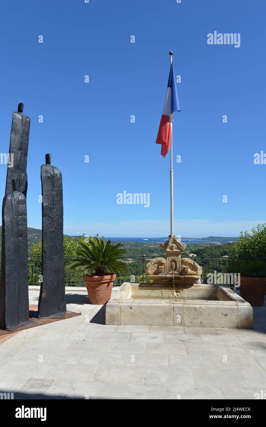 Sculptures of Christian Lapie near the fountain of Grimaud Stock Photo ...