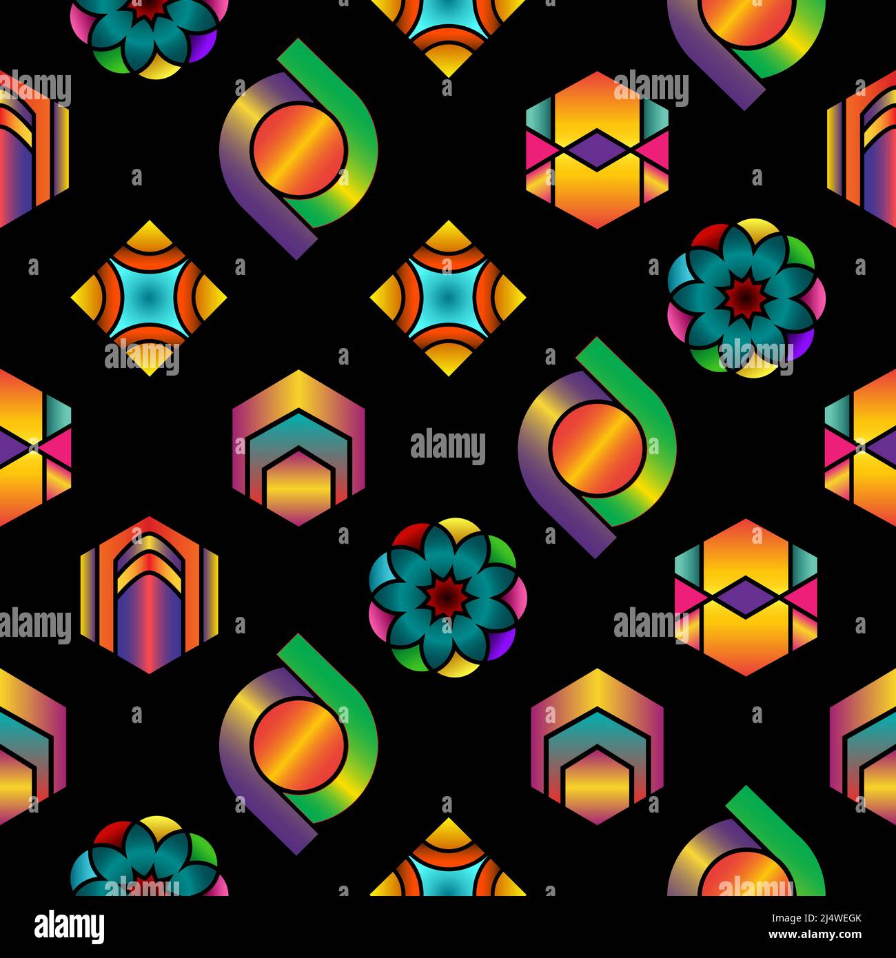 Bright, seamless pattern of geometric, abstract shapes Stock Vector ...