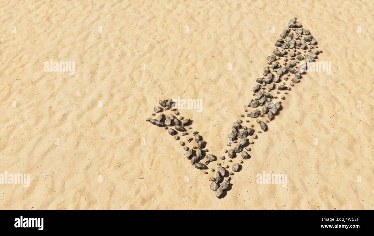 Concept or conceptual stones on beach sand handmade symbol shape ...