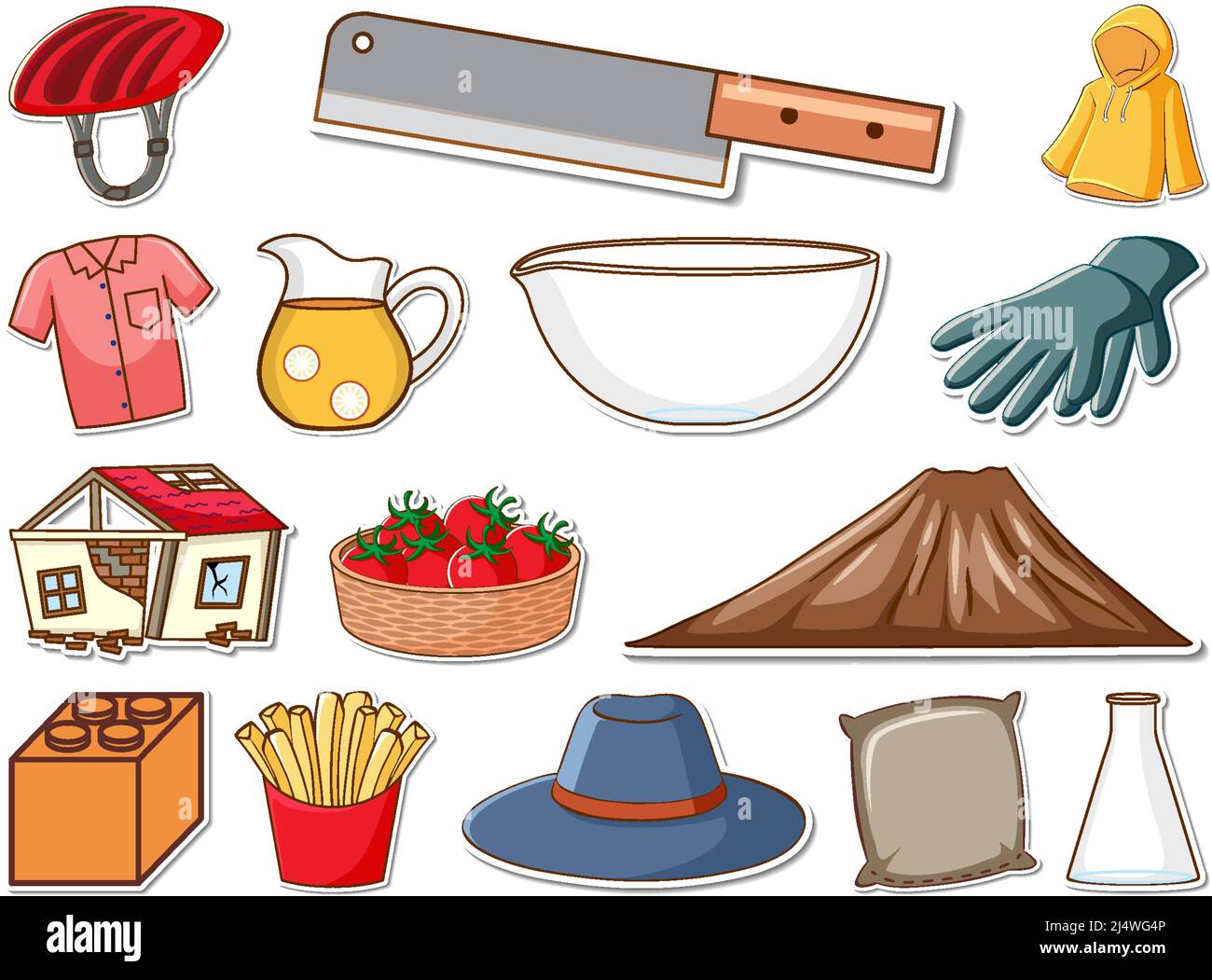 Sticker set of mixed daily objects illustration Stock Vector Image ...