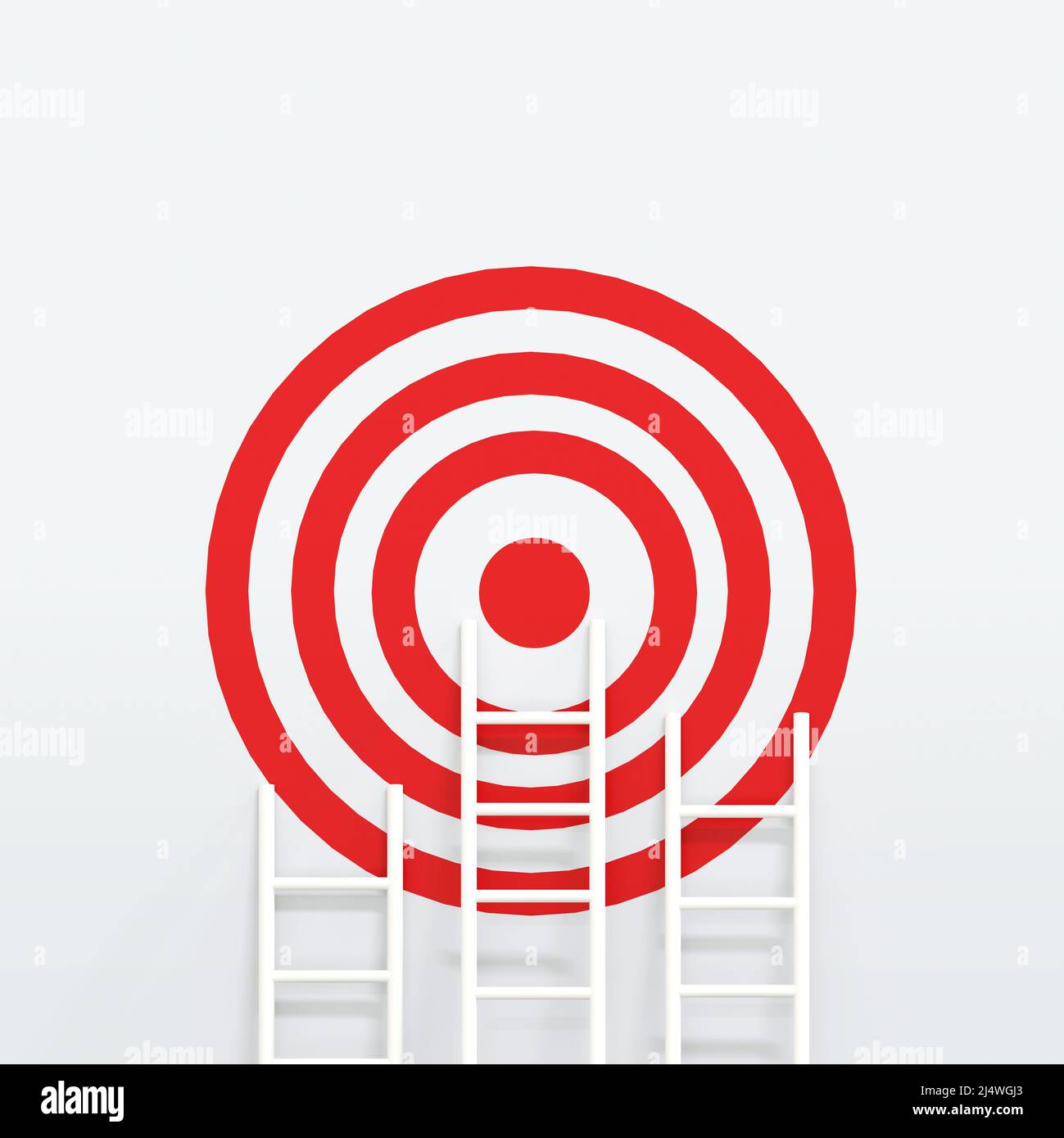 business and education concept. stand white ladder to goal target with ...