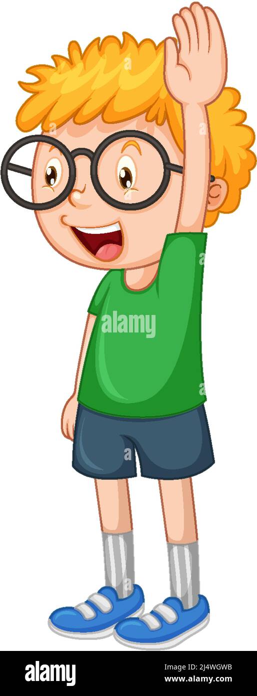 Little boy with one hand up illustration Stock Vector Image & Art - Alamy